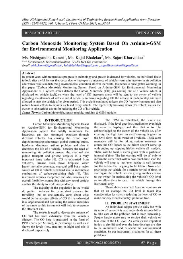Carbon Monoxide Monitoring System Based On Arduino-GSM for Environmental Monitoring Application ...