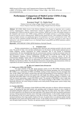 Performance Comparison of Multi-Carrier CDMA Using QPSK and BPSK Modulation | PDF