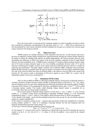Performance Comparison of Multi-Carrier CDMA Using QPSK and BPSK Modulation | PDF