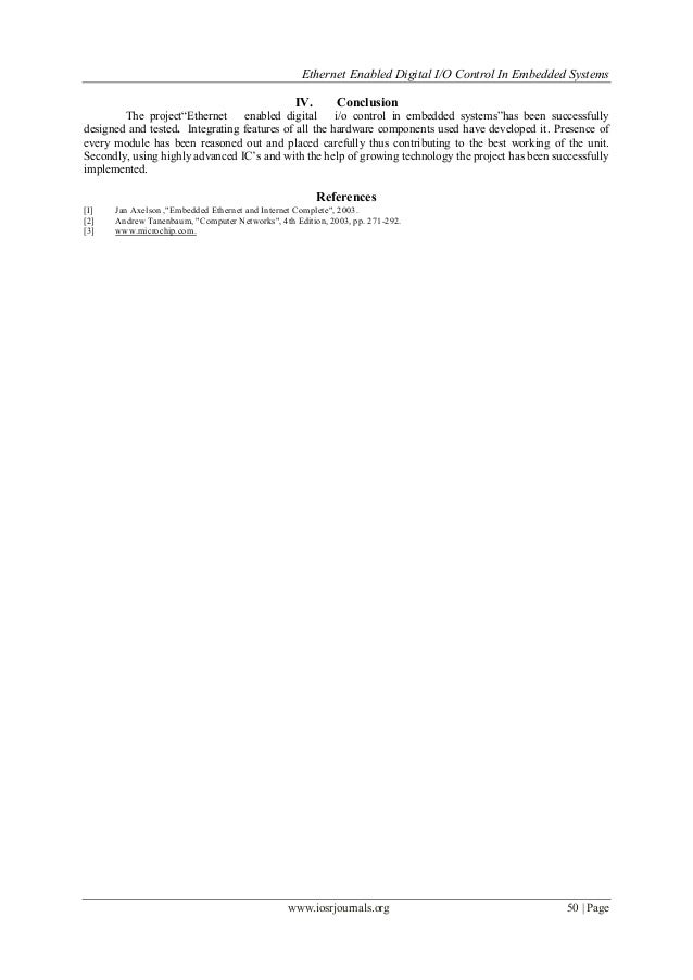 Ethernet Enabled Digital I/O Control in Embedded Systems