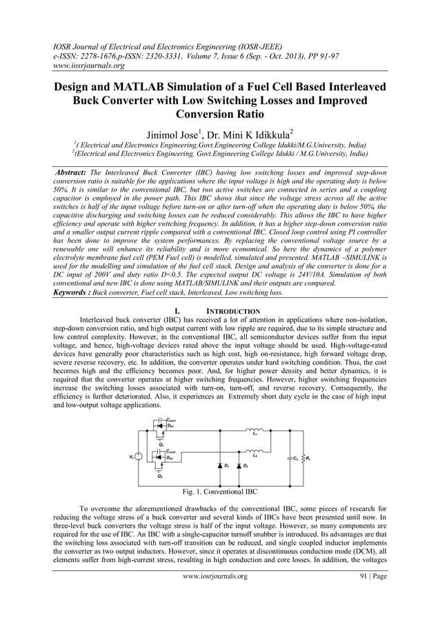 Design and MATLAB Simulation of a Fuel Cell Based Interleaved Buck ...