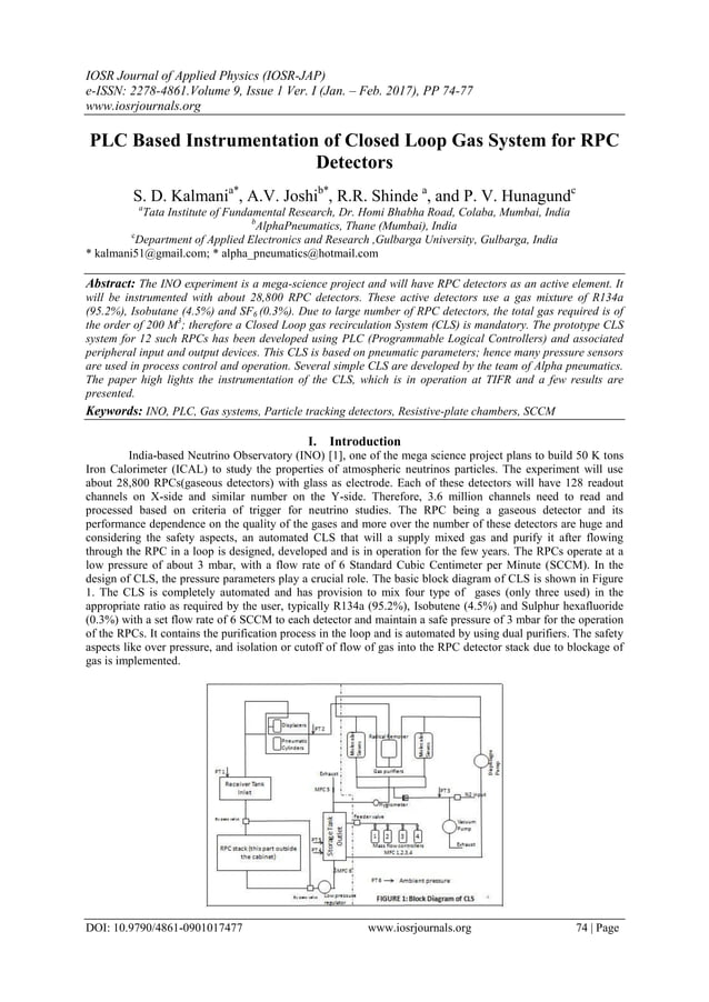 PLC Based Instrumentation of Closed Loop Gas System for RPC Detectors | PDF