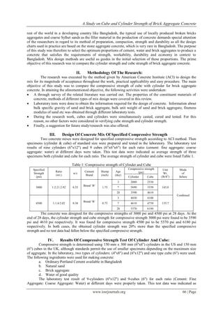 A Study on Cube and Cylinder Strength of Brick Aggregate Concrete | PDF