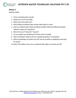 Interview master IT services caselets | PDF | Web Development | Internet