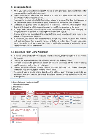 5.1 Creating a Form Using AutoForm | PDF