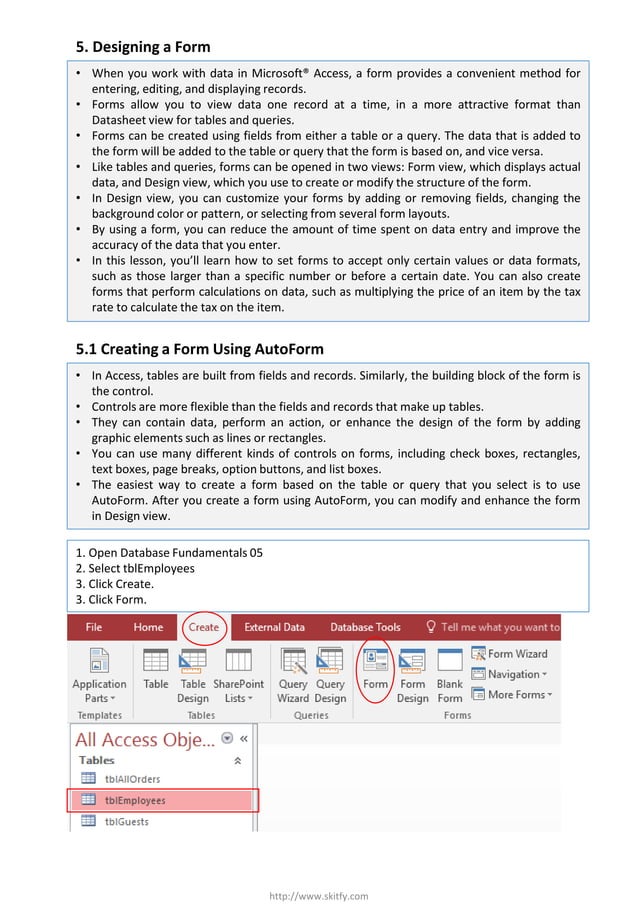 5.1 Creating a Form Using AutoForm | PDF