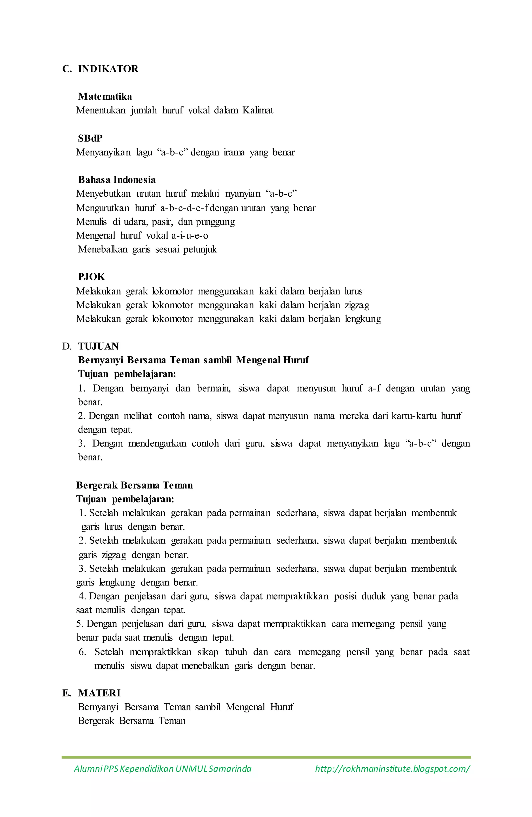 K1 t1-st1-p6 rpp tema 1 kelas 1sub tema 1 (5) | PDF