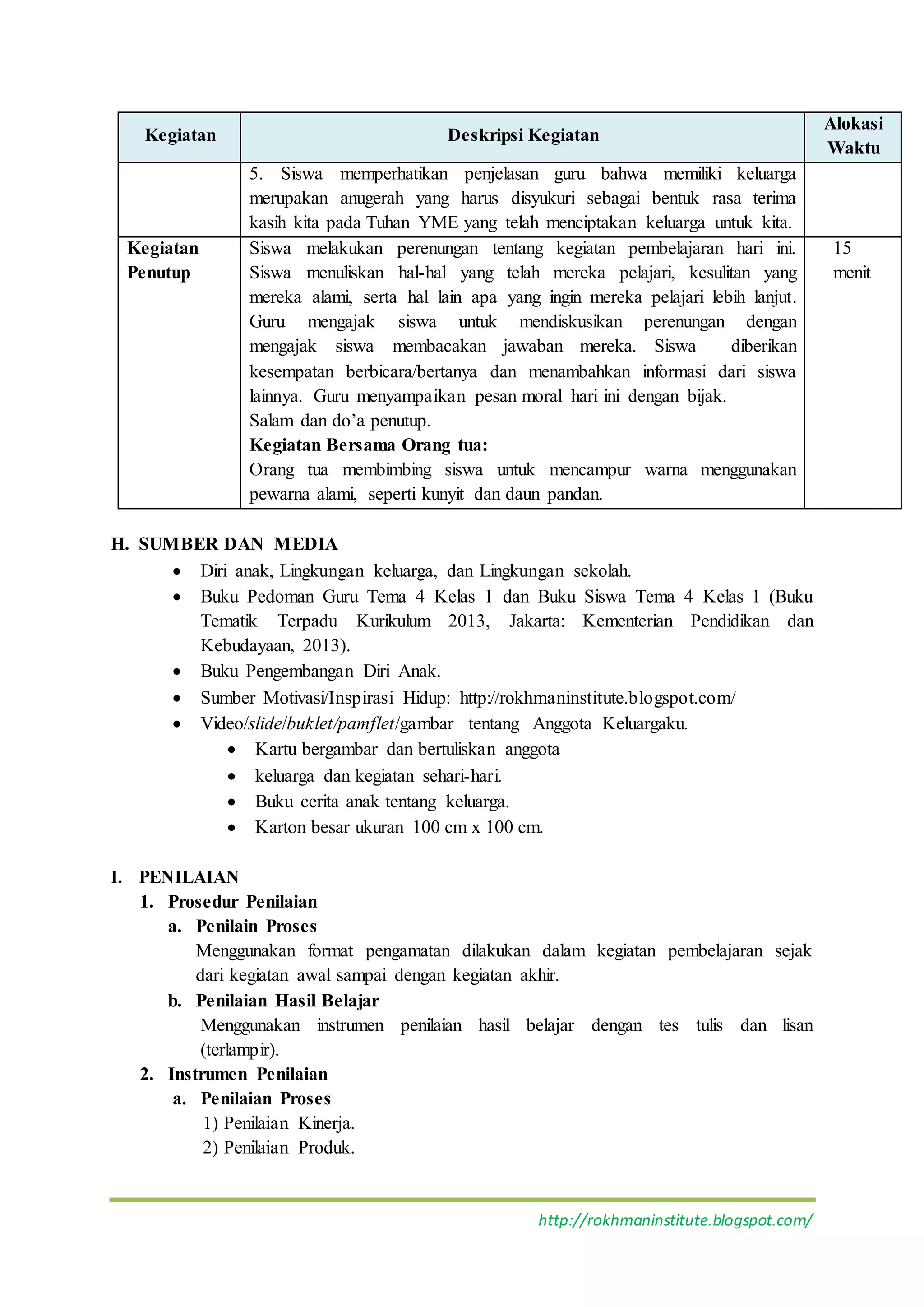 K1 t4-st1-p6 rpp tema 4 kelas 1 sub tema 1 (3) | DOCX