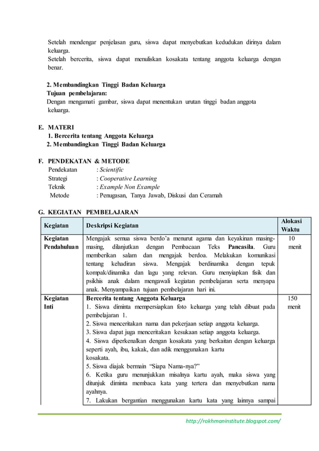 K1 t4-st1-p6 rpp tema 4 kelas 1 sub tema 1 (6) | PDF