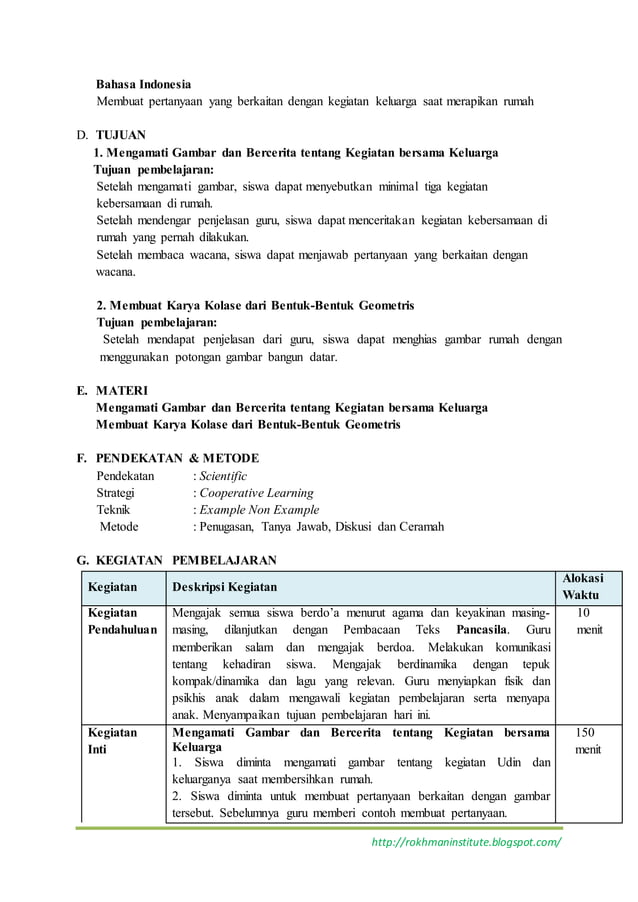 K1 t4-st2-p6 rpp tema 4 kelas 1 sub tema 1 (1) | PDF
