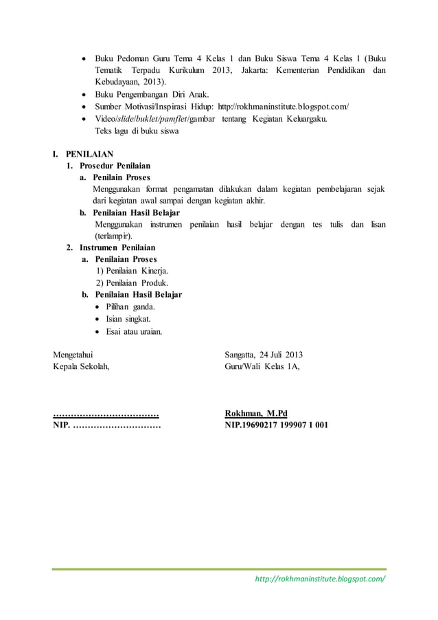 K1 t4-st2-p6 rpp tema 4 kelas 1 sub tema 1 (3) | PDF