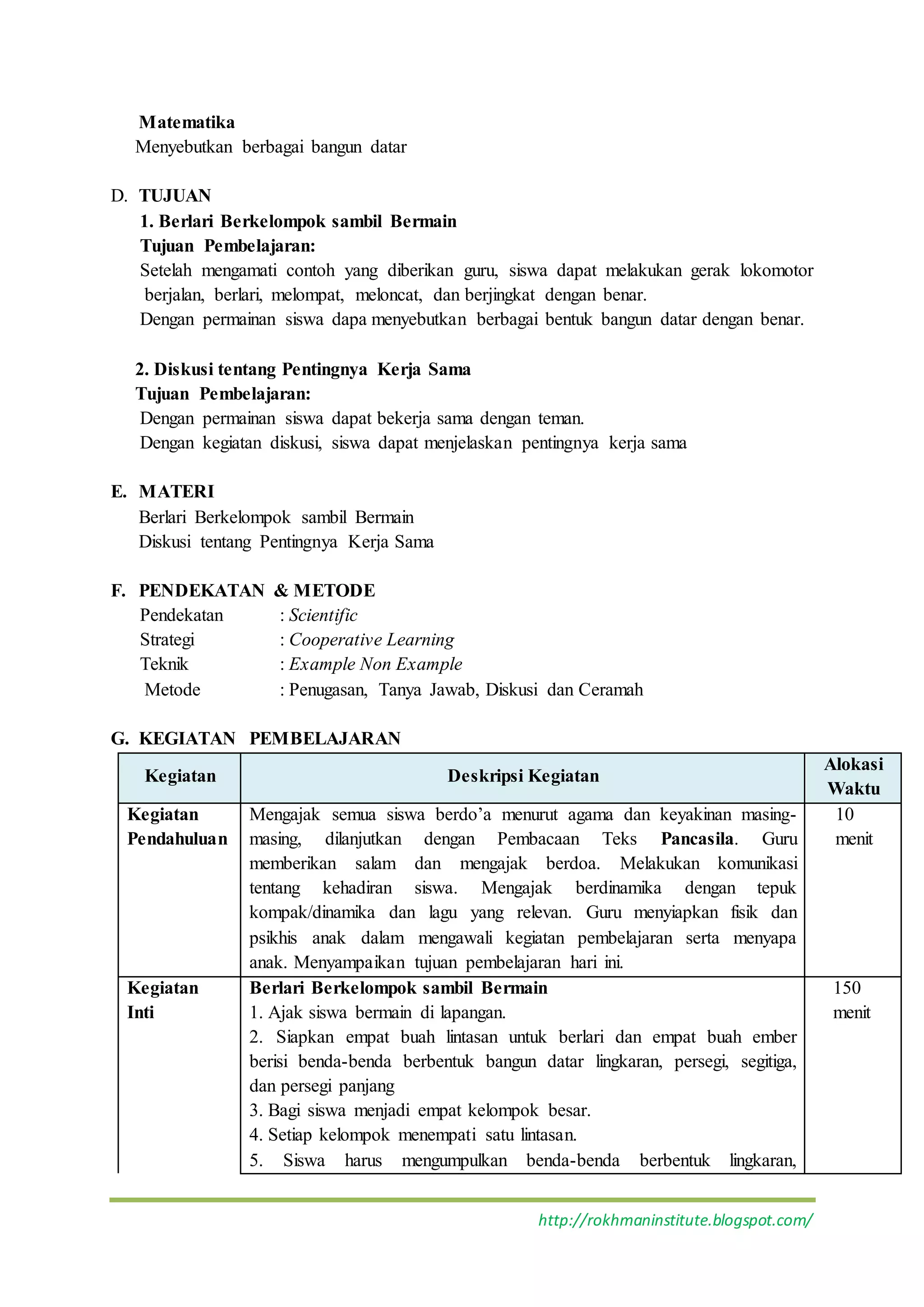 K1 t4-st3-p6 rpp tema 3 kelas 1 sub tema 1 (1) | PDF