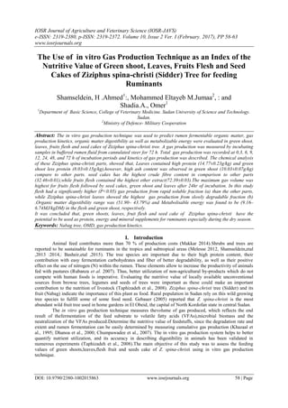 The Use of in vitro Gas Production Technique as an Index of the ...