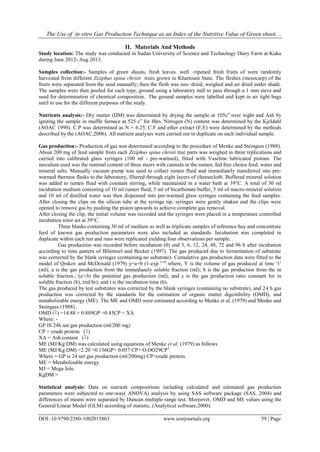 The Use of in vitro Gas Production Technique as an Index of the ...