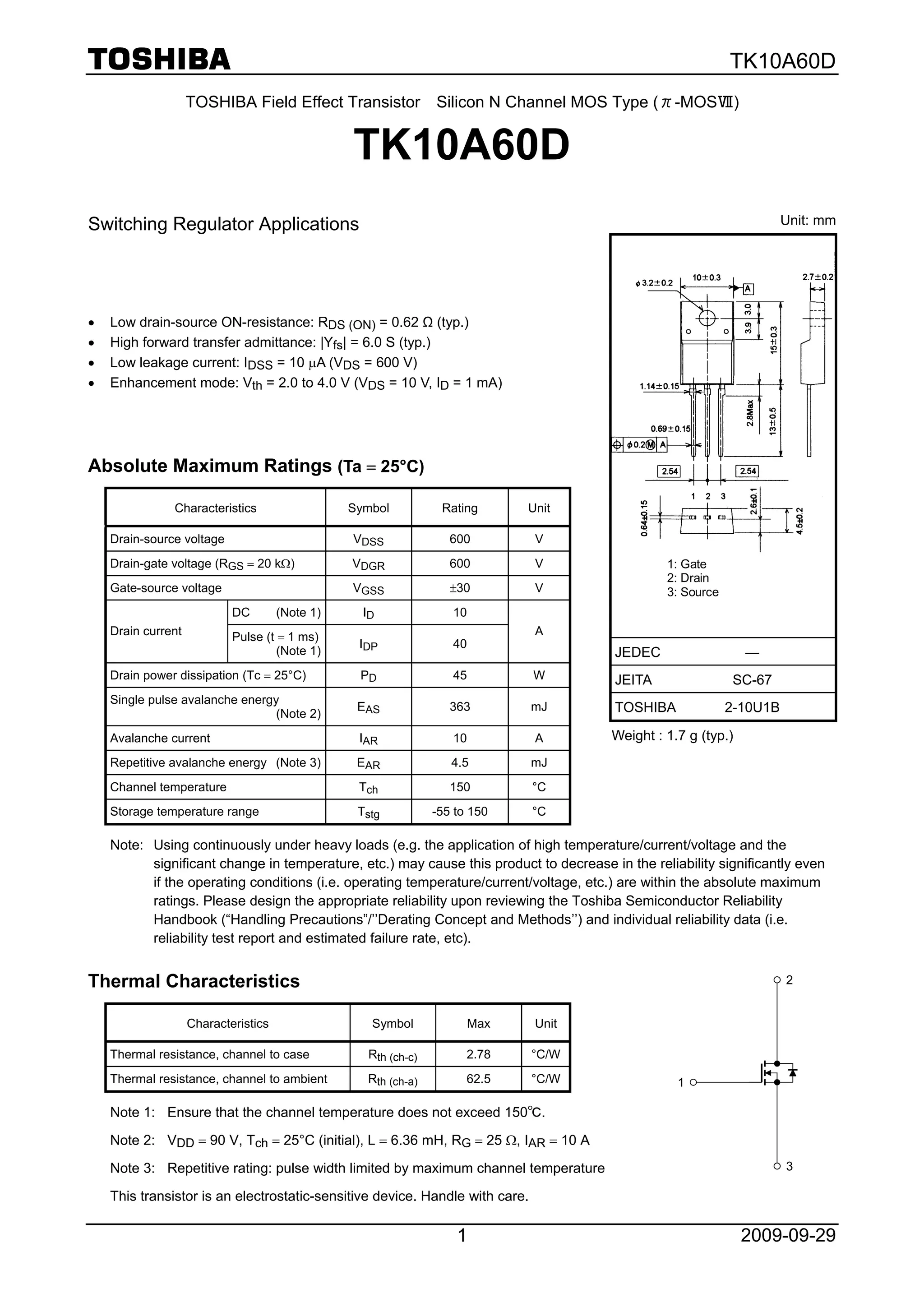Original MOSFET N-CHANNEL K10A60D K10A60U 10A60D 10A60 TO-220 10A 600V ...