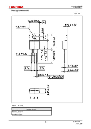 Original Mosfet K10E60W TK10E60W 9.7A 600V TO-220 New Toshiba | PDF