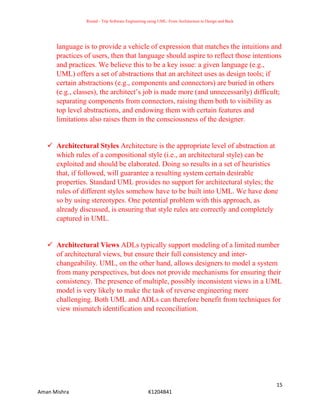 Round - Trip Software Engineering using UML: From Architecture to ...