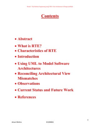Round - Trip Software Engineering using UML: From Architecture to ...