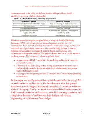 Round - Trip Software Engineering using UML: From Architecture to ...