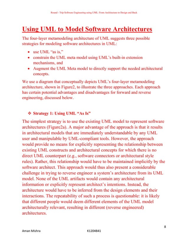 Round - Trip Software Engineering using UML: From Architecture to ...