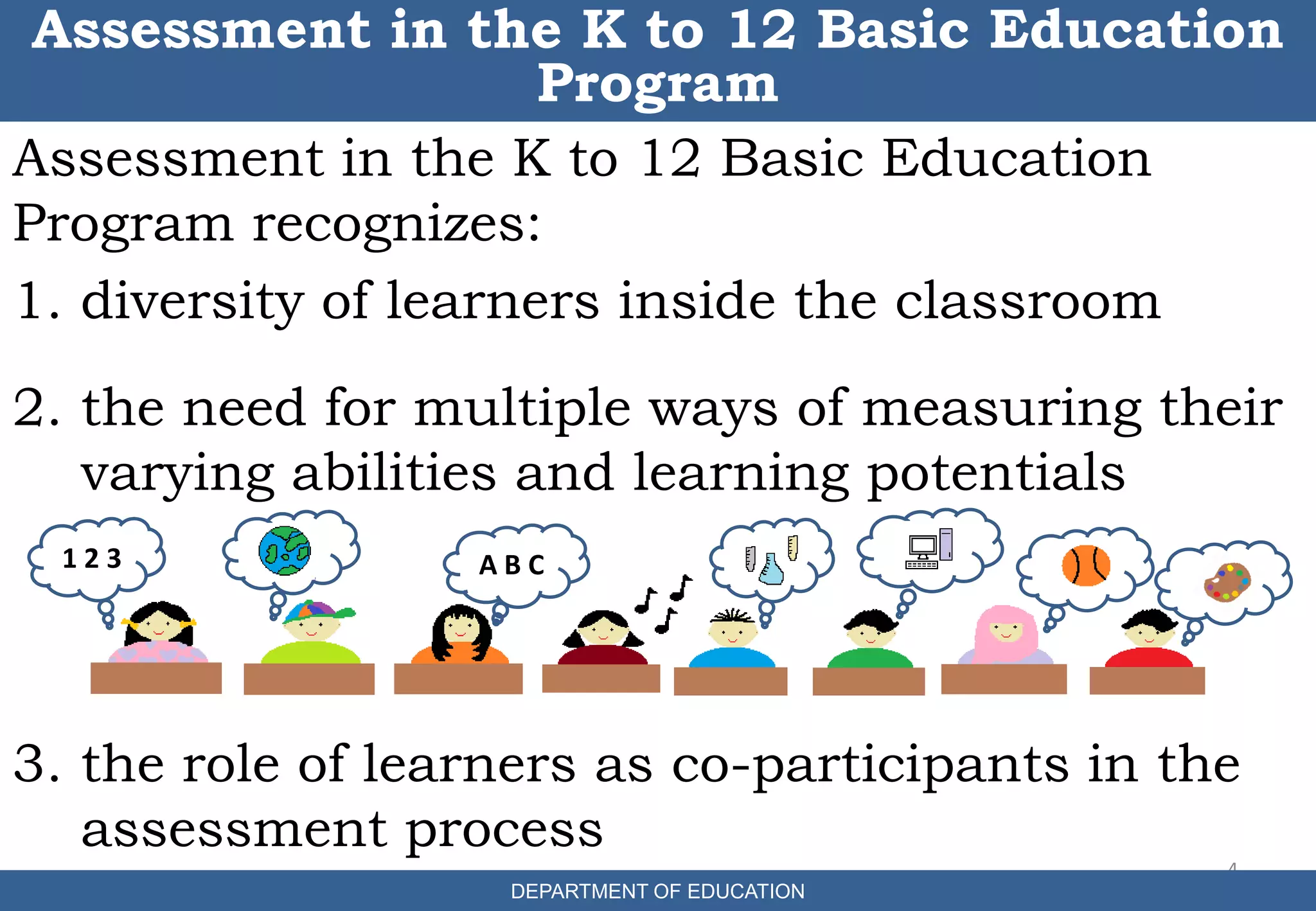 New K12 assessment in the k to 12 basic education program | PDF
