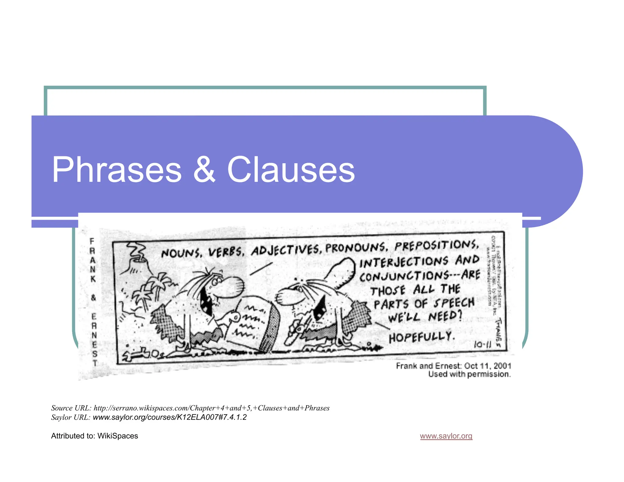 Phrases And Clauses, the types of phrases, types of clause | PDF