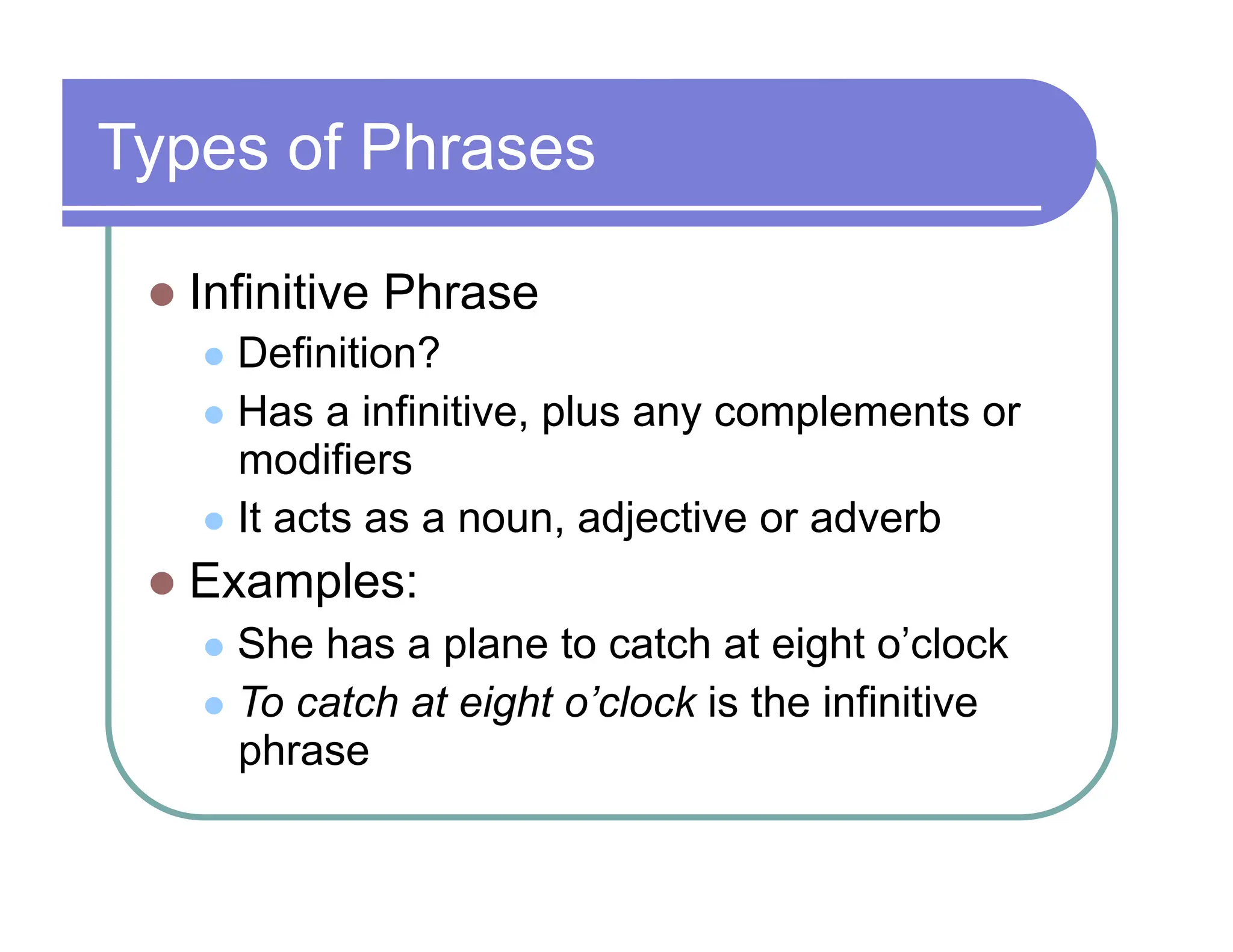 Phrases And Clauses, the types of phrases, types of clause | PDF
