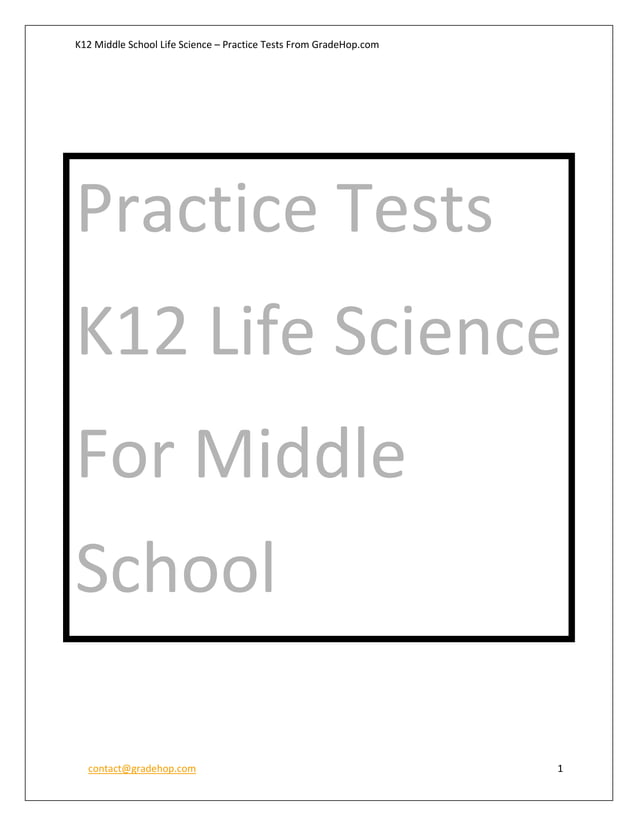 K12 middle school life science – practice tests | PDF | Biological ...