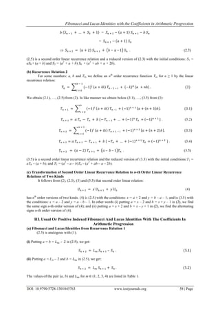 Fibonacci and Lucas Identities with the Coefficients in Arithmetic ...