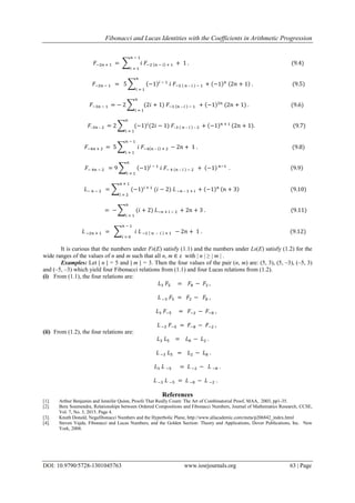 Fibonacci and Lucas Identities with the Coefficients in Arithmetic Progression | PDF | Chemistry ...