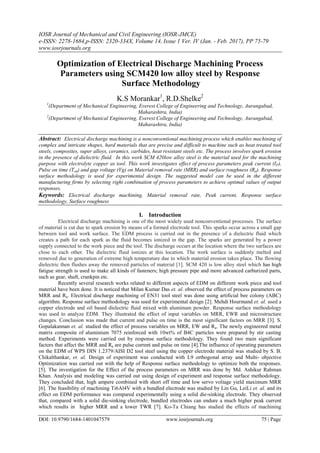 Optimization of Electrical Discharge Machining Process Parameters using SCM420 low alloy steel ...