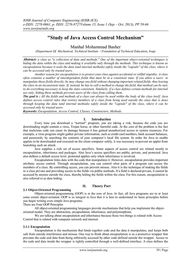 "Study of Java Access Control Mechanism” | PDF | Programming Languages | Computing