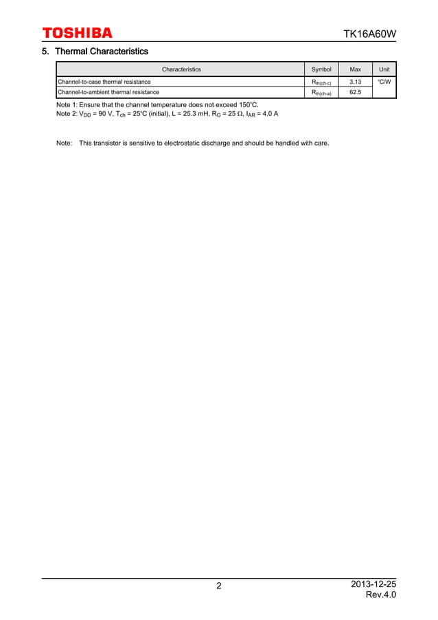 Original MOSFET N-CHANNEL K16A60W 16A60 K16A60 16A 600V New Toshiba | PDF