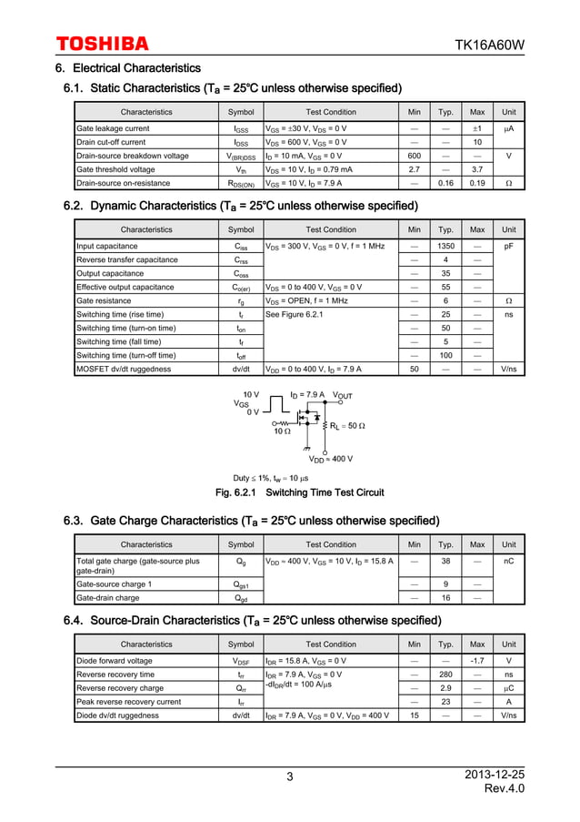 Original MOSFET N-CHANNEL K16A60W 16A60 K16A60 16A 600V New Toshiba | PDF