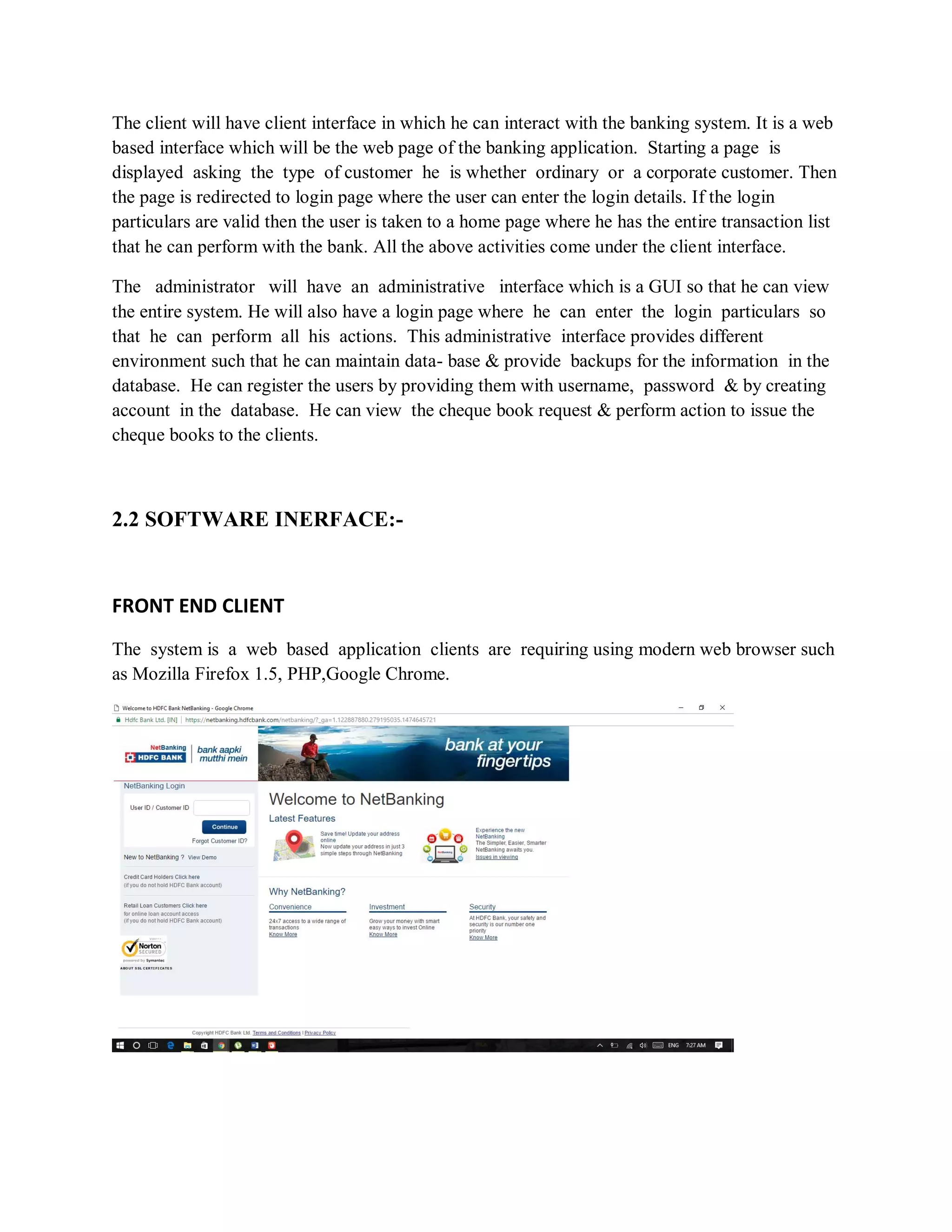 HDFC banking system SRS Document | PDF