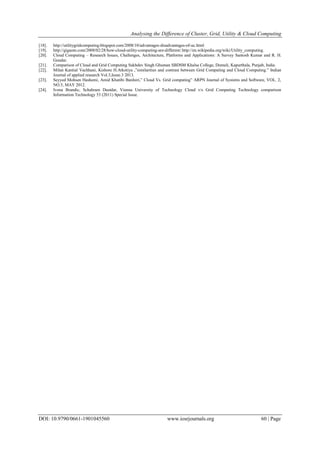 Analyzing the Difference of Cluster, Grid, Utility & Cloud Computing | PDF