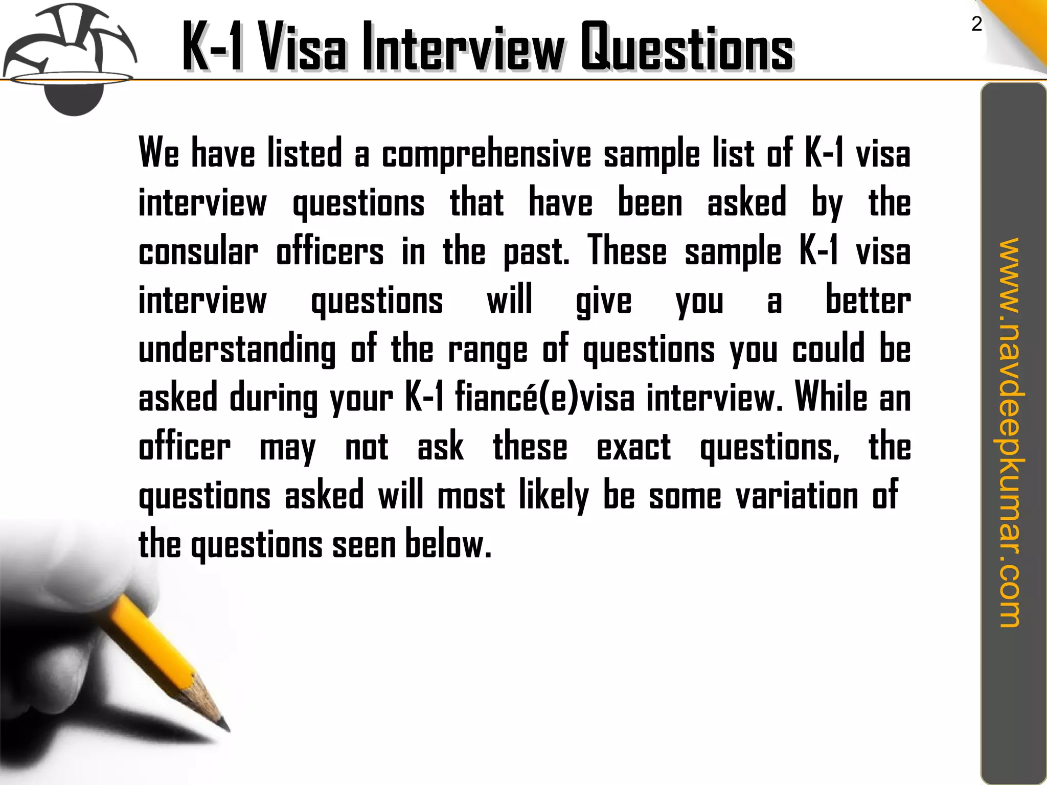 K1 Visa Interview Questions | PPT
