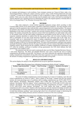 READING COMPREHENSION AND PROBLEM SOLVING SKILLS OF GRADE SEVENSTUDENTS ...
