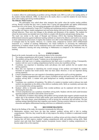 READING COMPREHENSION AND PROBLEM SOLVING SKILLS OF GRADE SEVENSTUDENTS ...