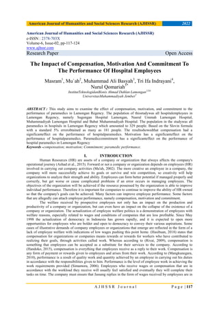 The Impact of Compensation, Motivation And Commitment To The ...