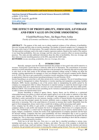 THE EFFECT OF PROFITABILITY, FIRM SIZE, LEVERAGE AND FIRM VALUE ON ...