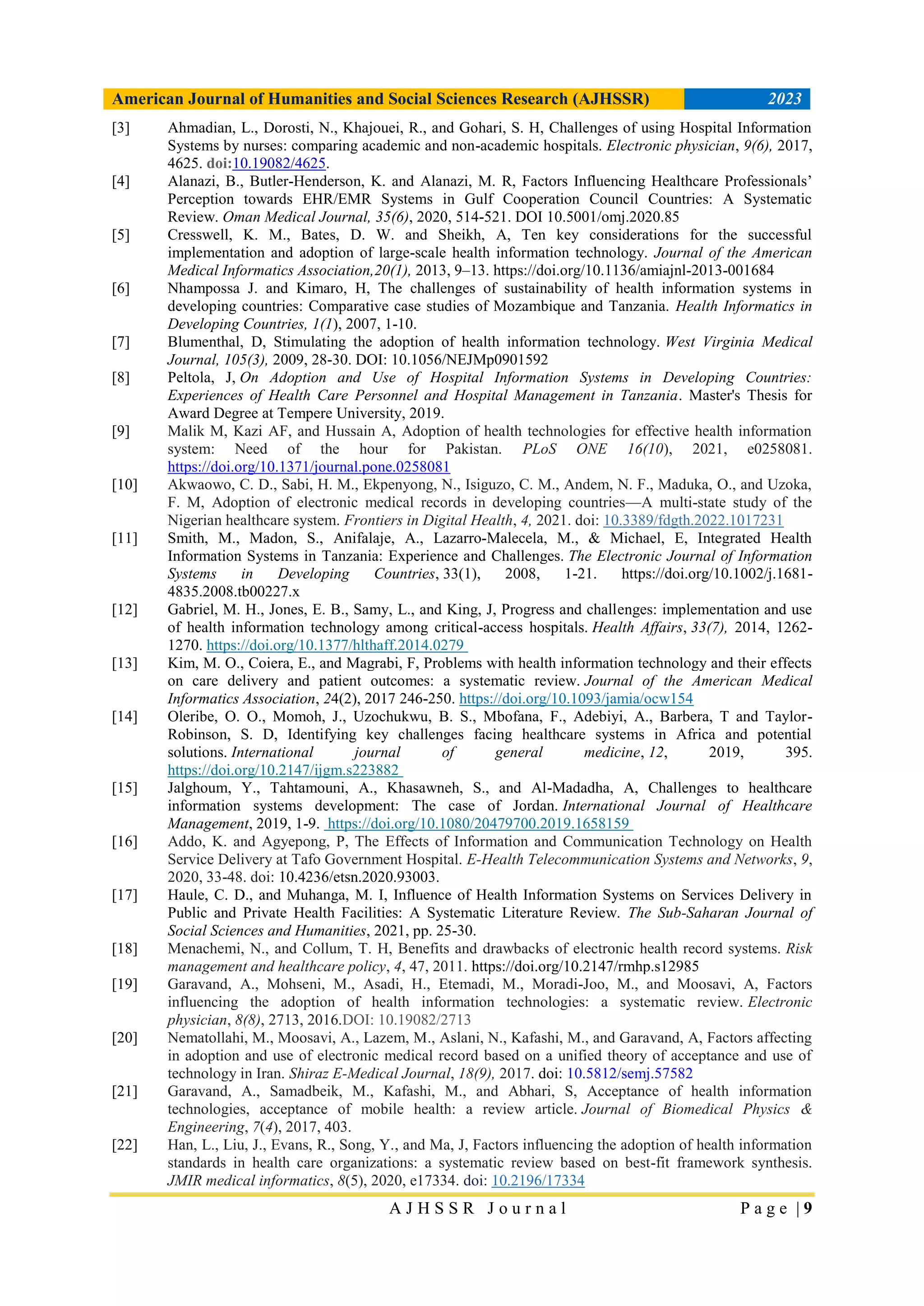 Health Information Systems Utilization: A Comparison of Extent and ...