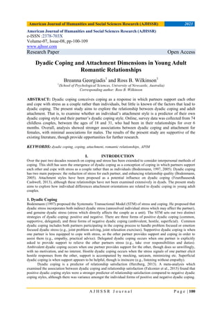 Dyadic Coping and Attachment Dimensions in Young Adult Romantic ...