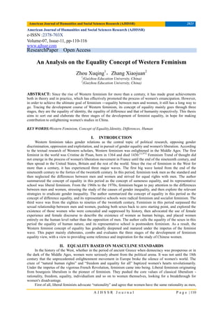 An Analysis on the Equality Concept of Western Feminism | PDF