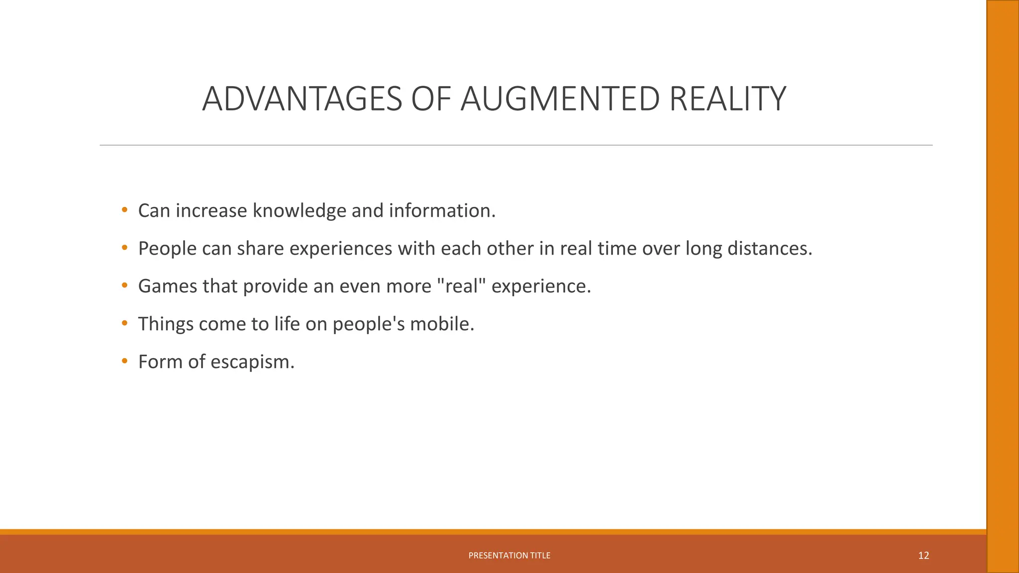 Presentation of argumented reality in education | PPTX
