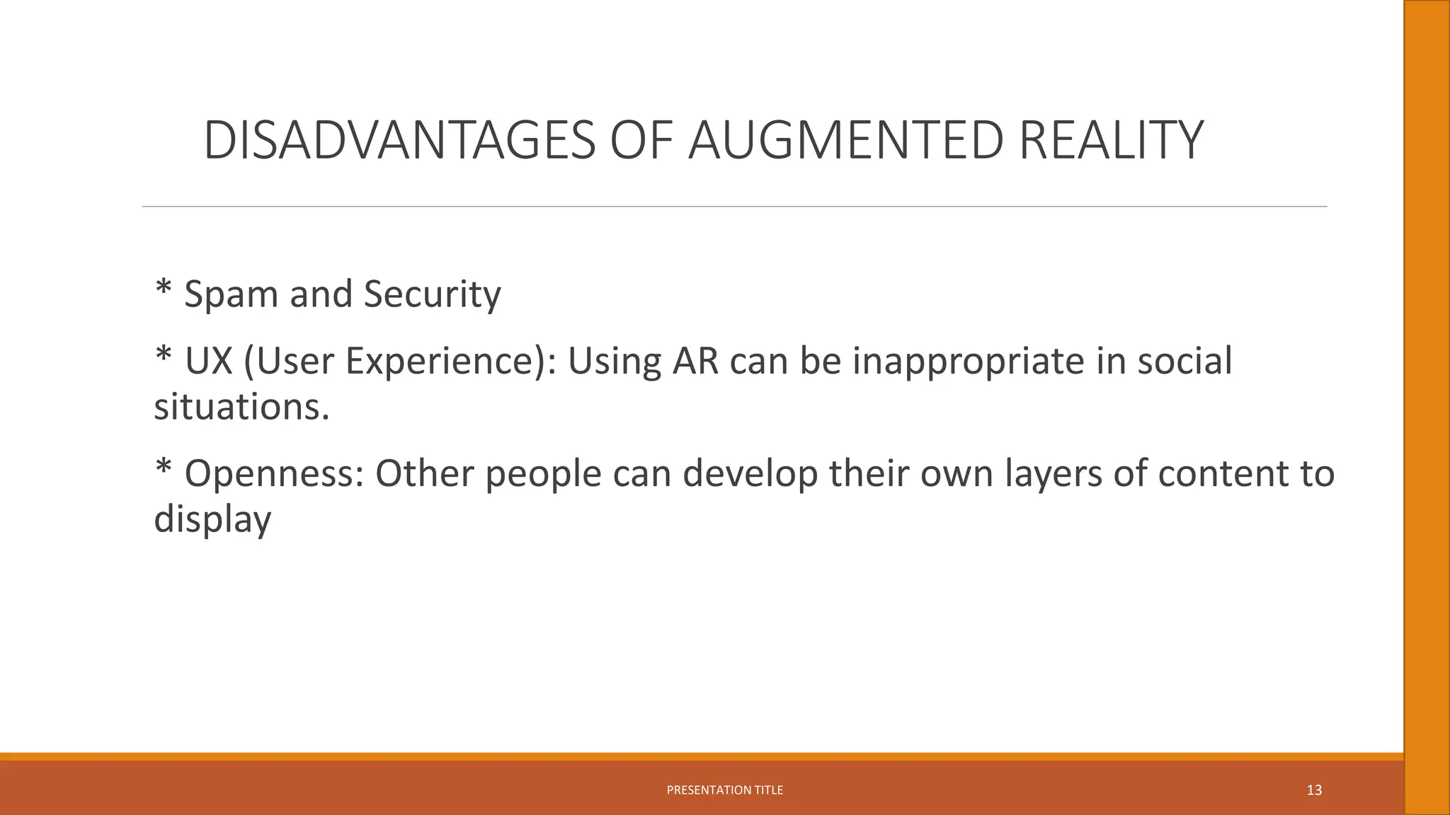 Presentation of argumented reality in education | PPTX