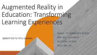 Presentation of argumented reality in education | PPTX