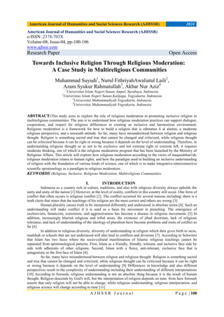 Towards Inclusive Religion Through Religious Moderation: A Case Study ...