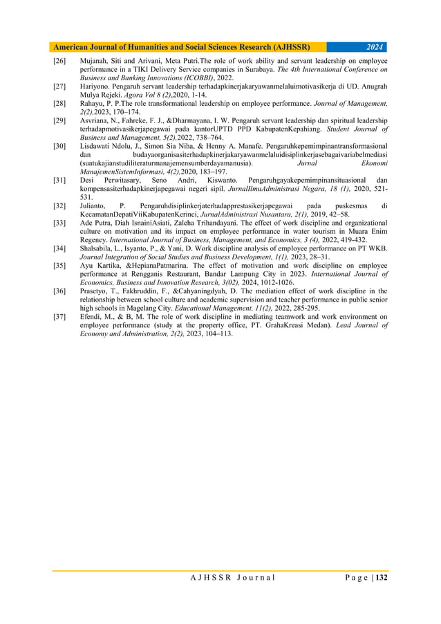 Mediating Role of Work Discipline on the Influence of Servant Leadership to Employee Performance ...