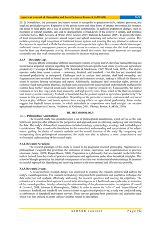 The Effects of Customary Land Tenure System on Agricultural ...